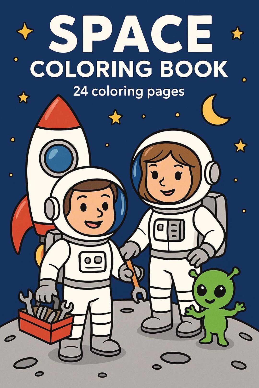 Space Coloring Book – 24 Fun Outer Space Pages With Astronauts, Rockets ...