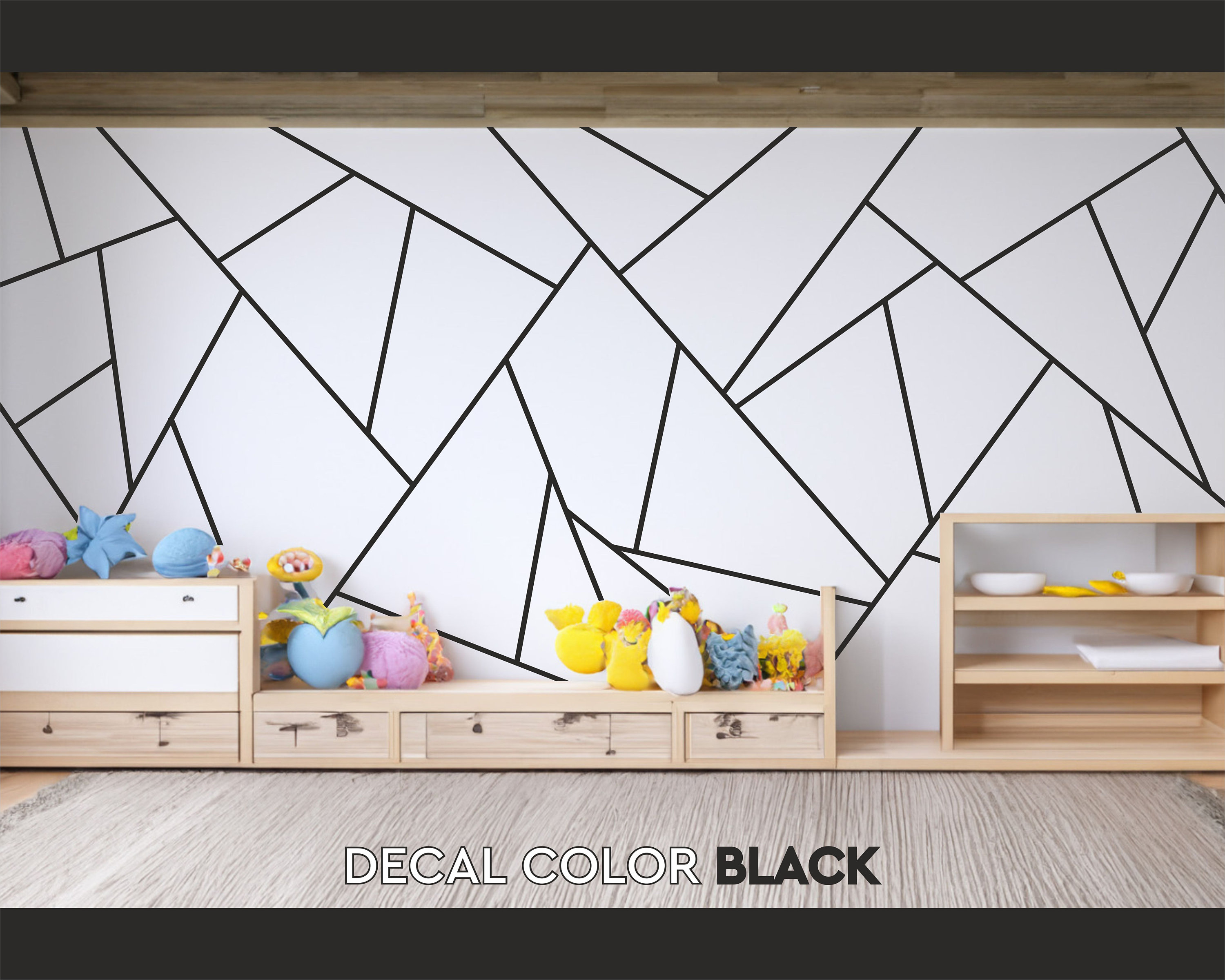 Gold Silver Wall Decal Peel and Stick Geometric Line Wall Sticker ...