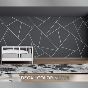 Gold Silver Wall Decal | Peel and Stick Geometric Line Wall Sticker ...