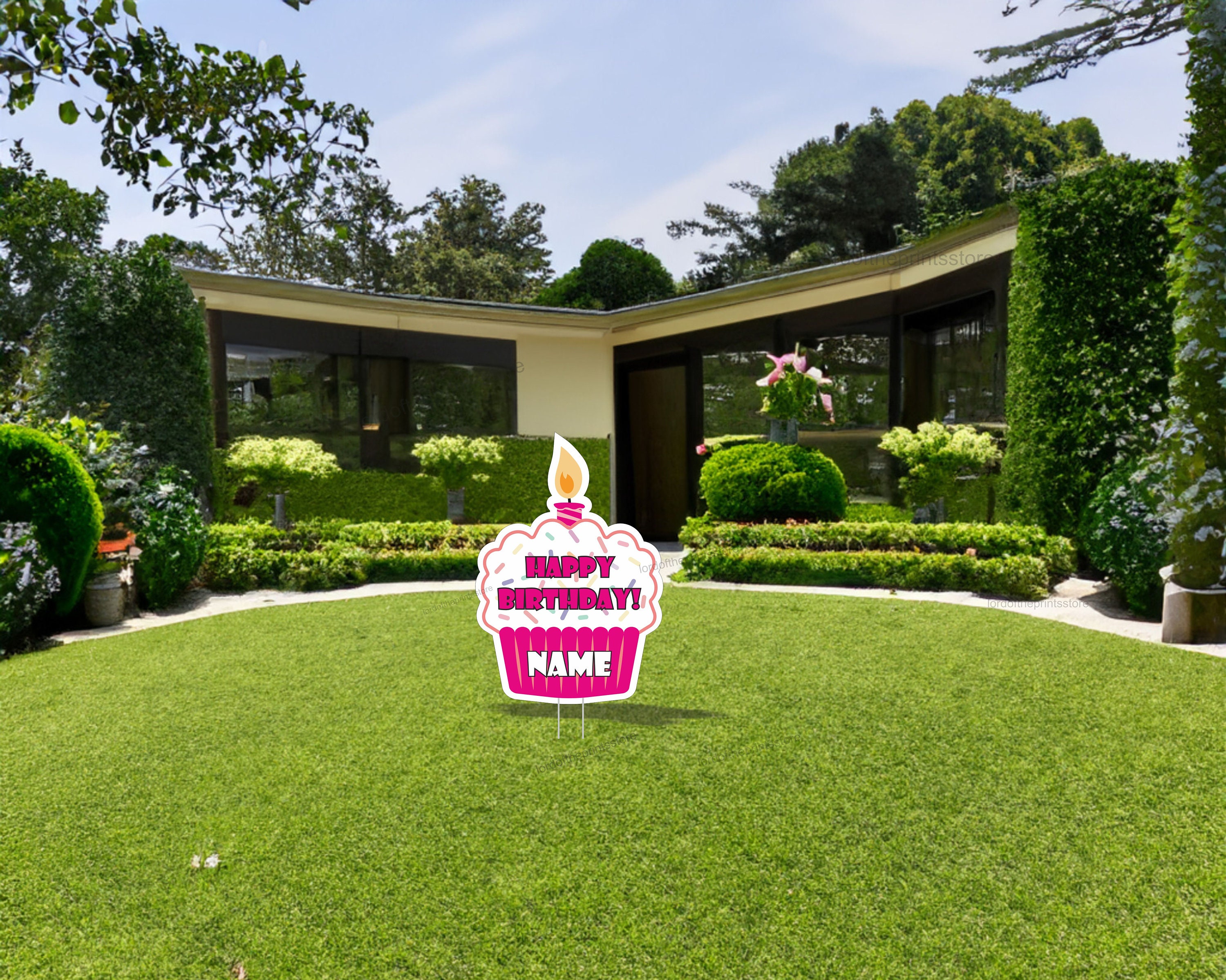 Happy Birthday Yard Sign Cupcake Yard Card 15 Lawn Letters With Stakes ...