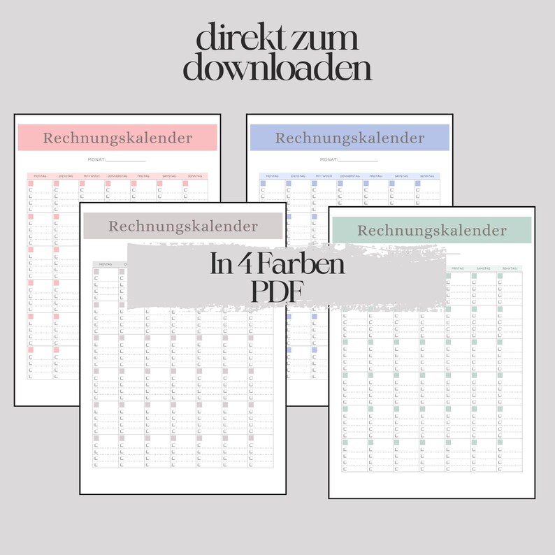 Invoice Calendar Payments Bill Tracker DIN A3 A4 A5 / Digital DOWNLOAD ...