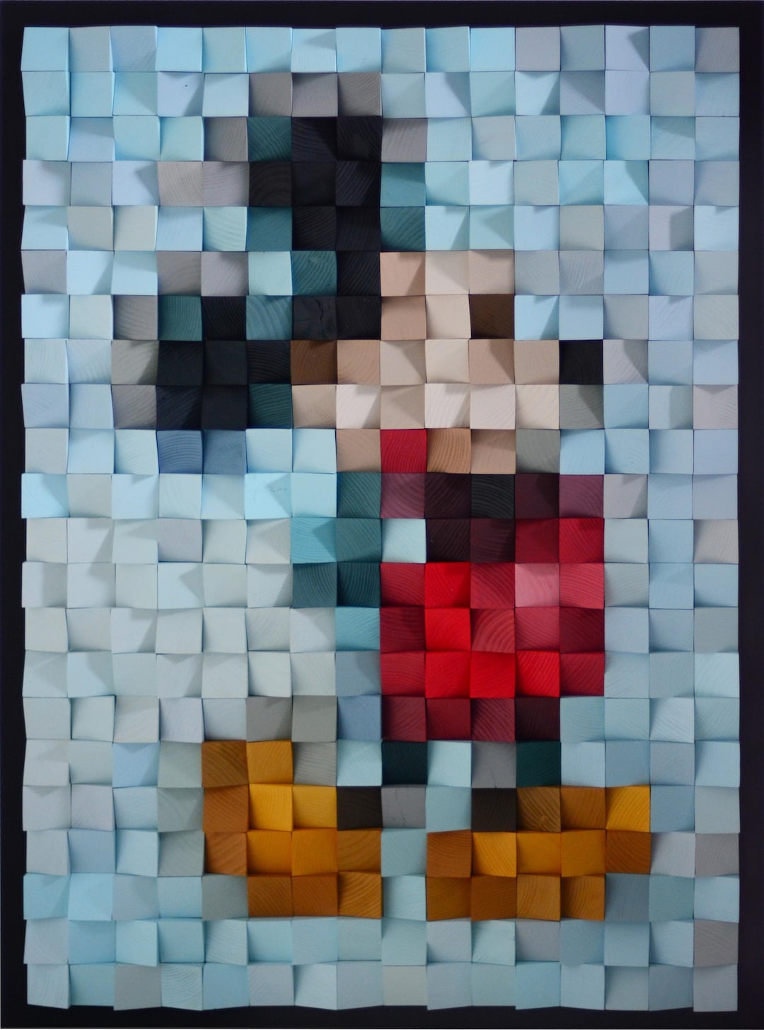 Mickey Mouse Wood Mosaic Sculpture: Unique 3D Wall Art - Etsy