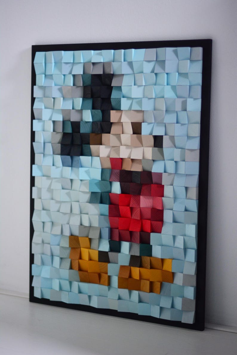 Mickey Mouse Wood Mosaic Sculpture: Unique 3D Wall Art - Etsy