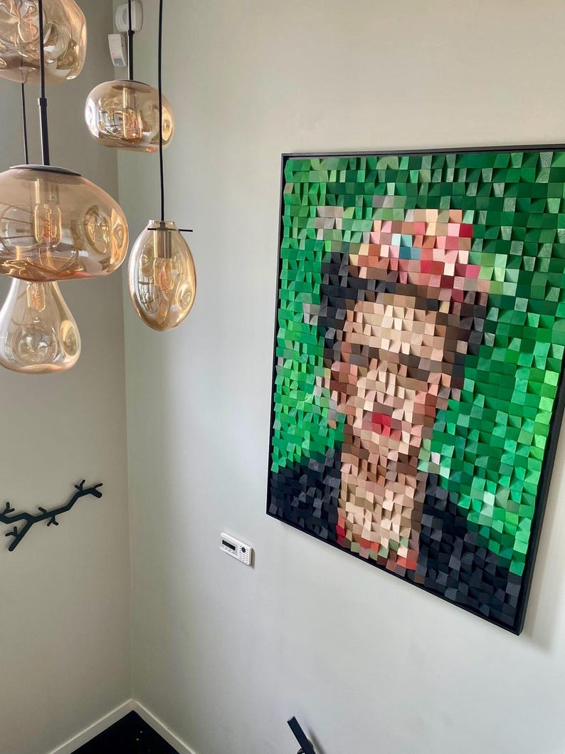 Frida Kahlo Inspired Wood Mosaic Portrait Sculpture - Modern Acoustic ...