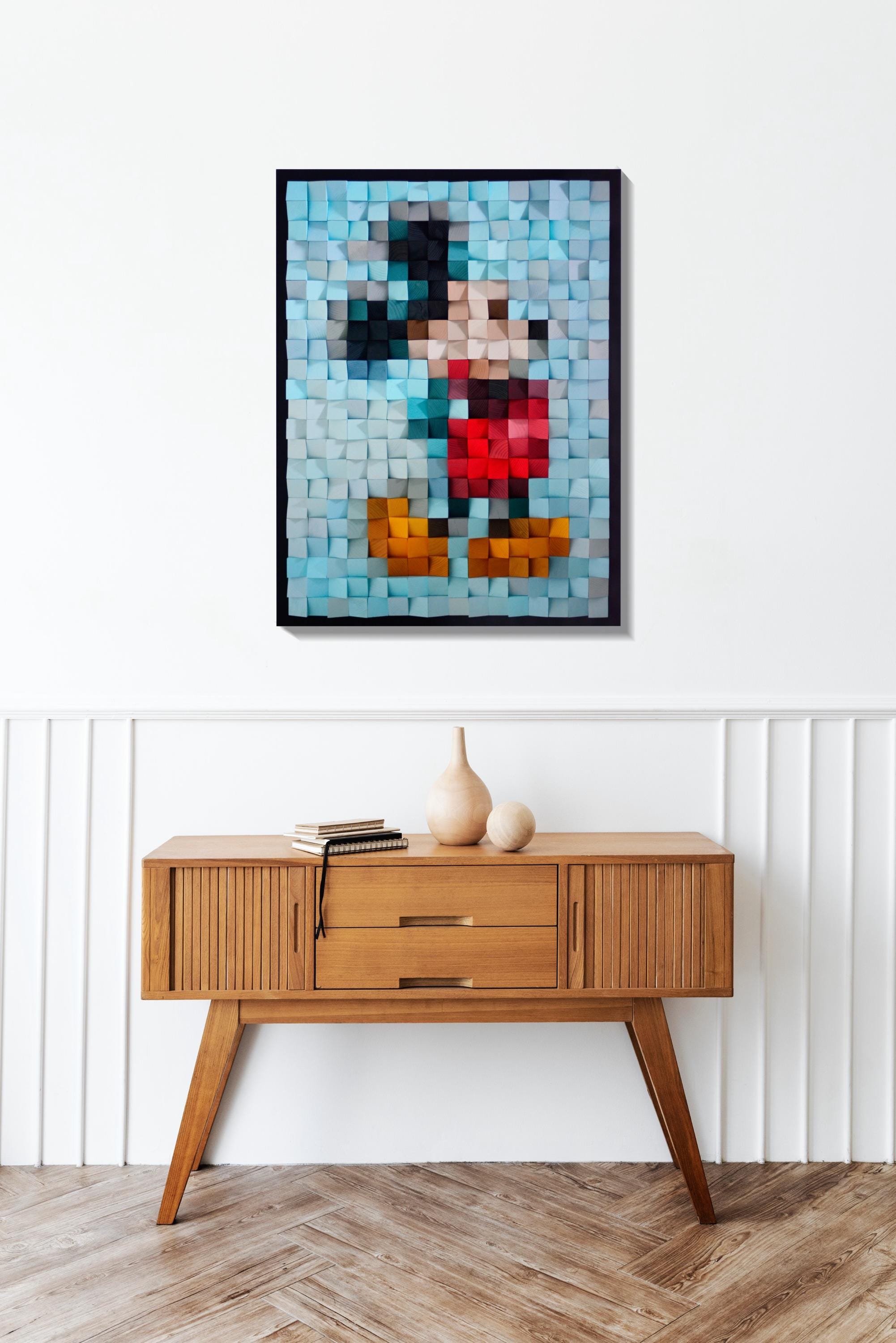 Mickey Mouse Wood Mosaic Sculpture: Unique 3D Wall Art - Etsy