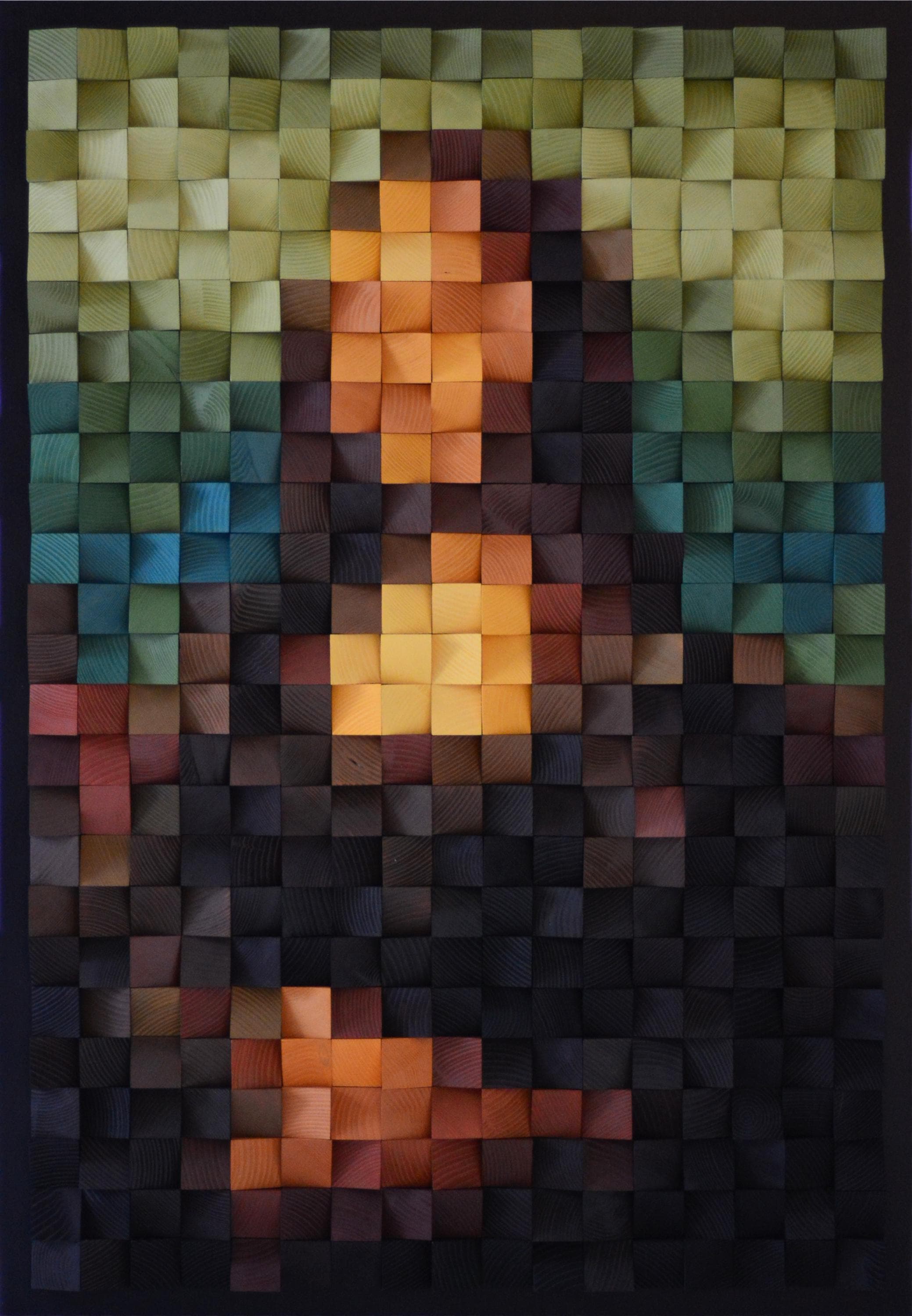 Wooden Pixel Mosaic Mona Lisa – 3D Geometric Wall Panel - Etsy