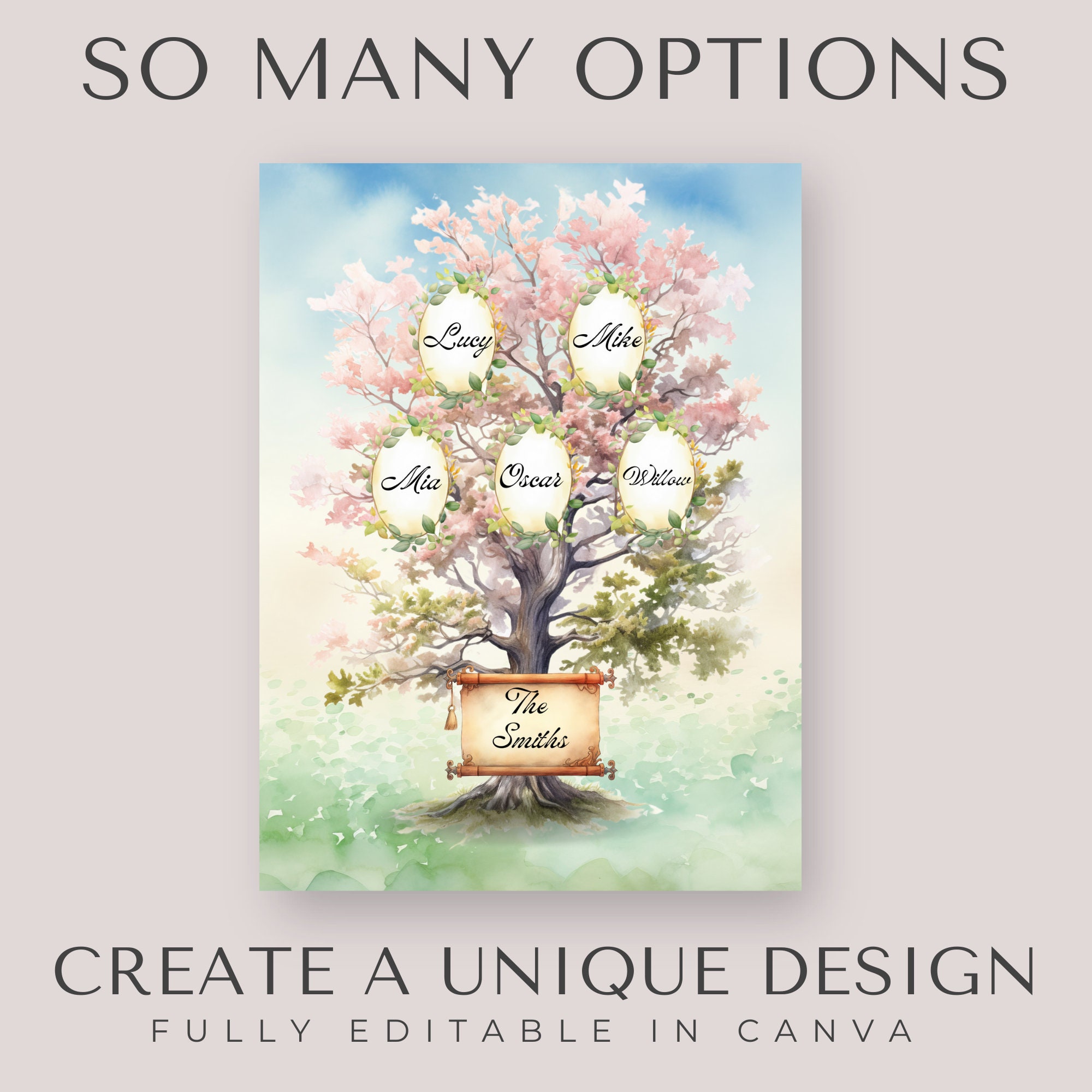 Family Tree Creator | Canva Template Family Tree | Personalise and ...