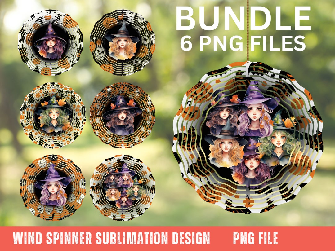Witches Wind Spinner Designs PNG 6 PNG Bundle for Sublimation Halloween ...