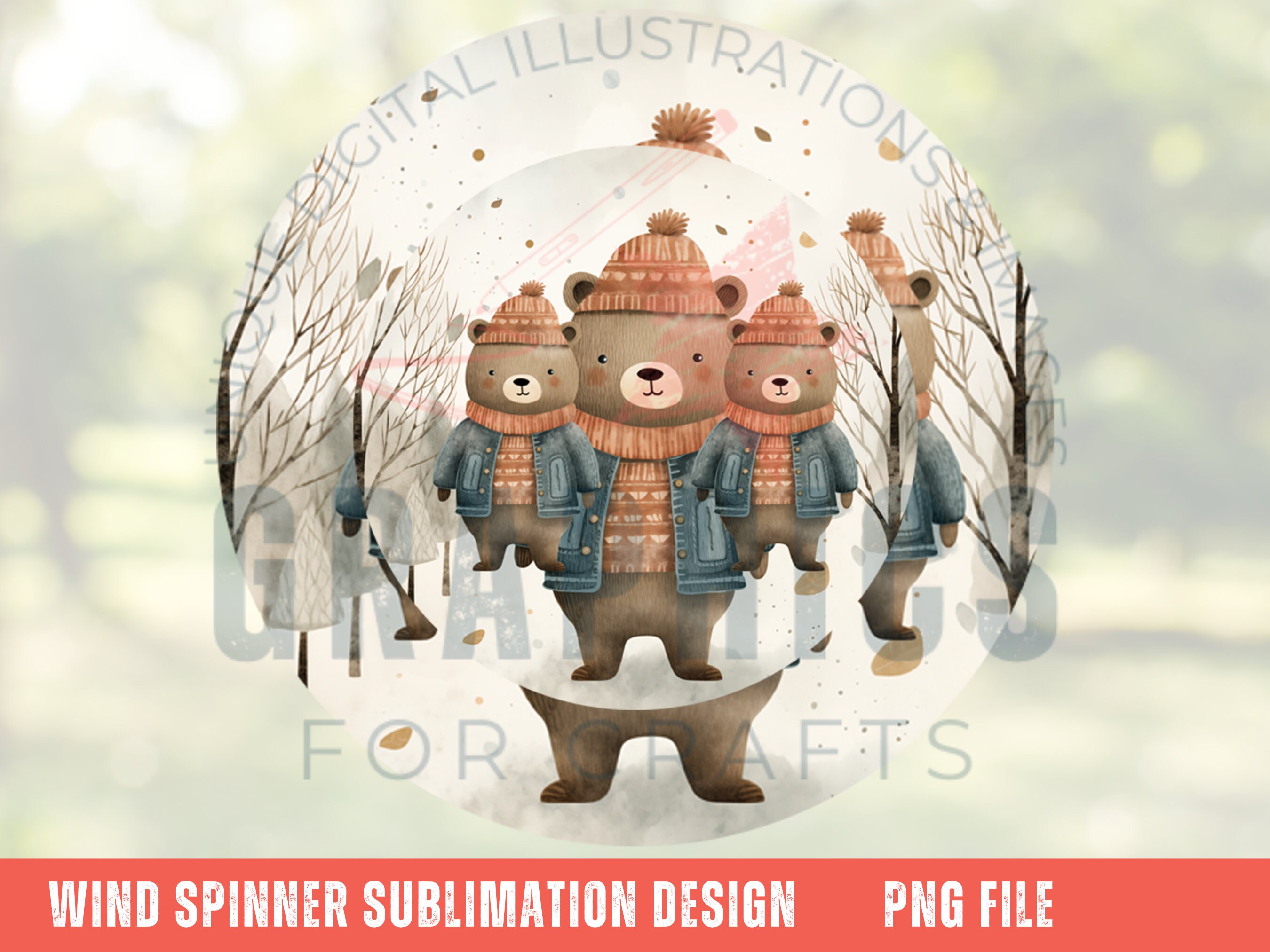 Bear PNG 6 PNG Bundle for Sublimation Bear Wind Spinner Designs for ...