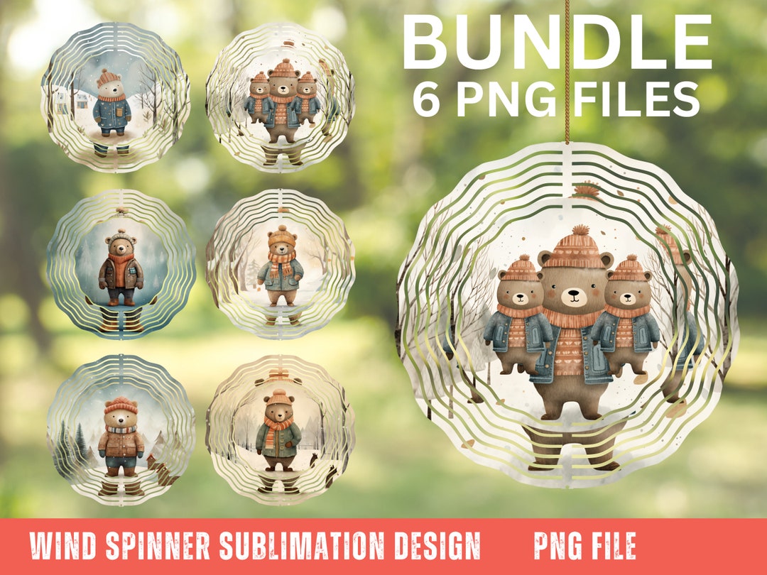 Bear PNG 6 PNG Bundle for Sublimation Bear Wind Spinner Designs for ...