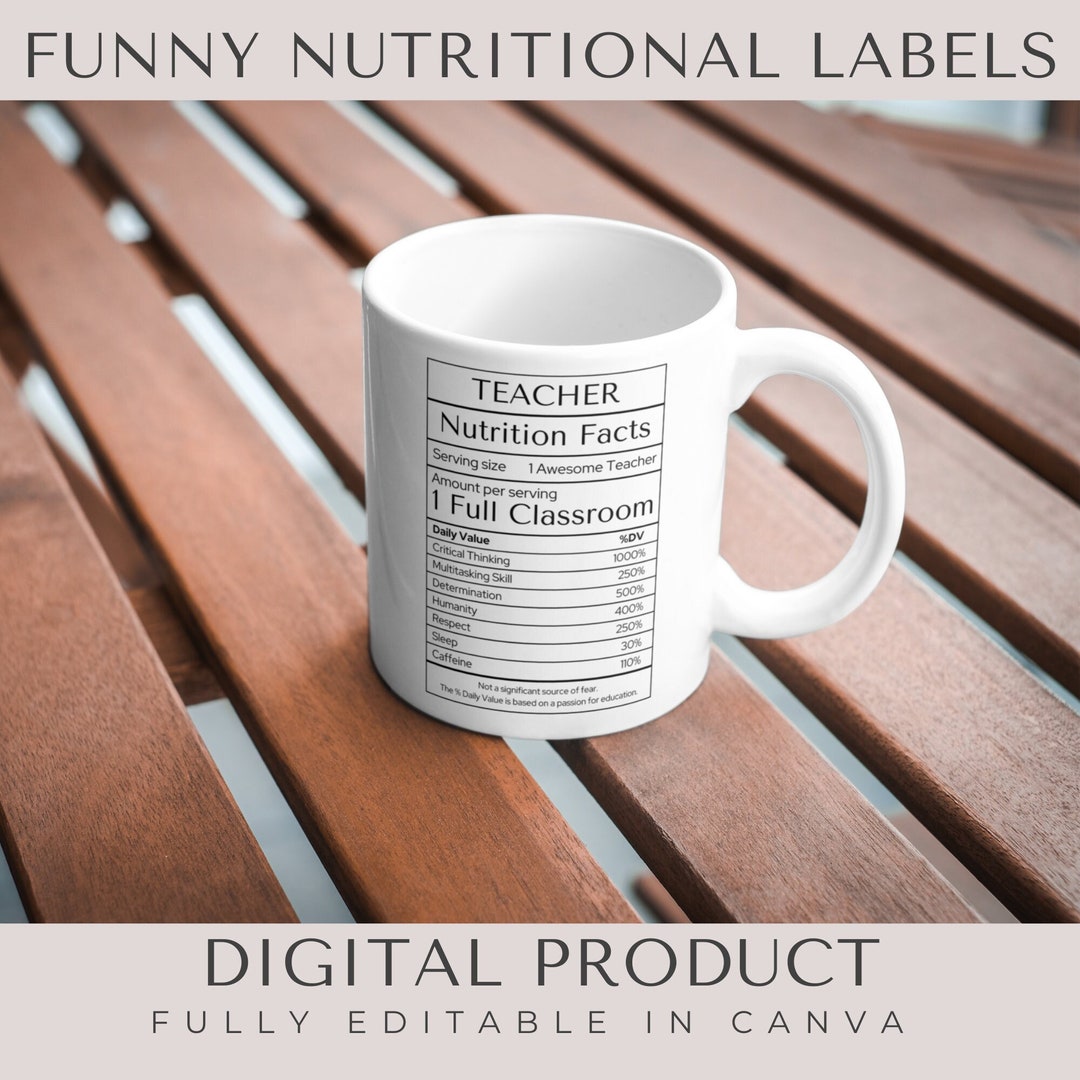 Funny Nutritional Label Canva Template | Teacher Gift | Baby Shower ...