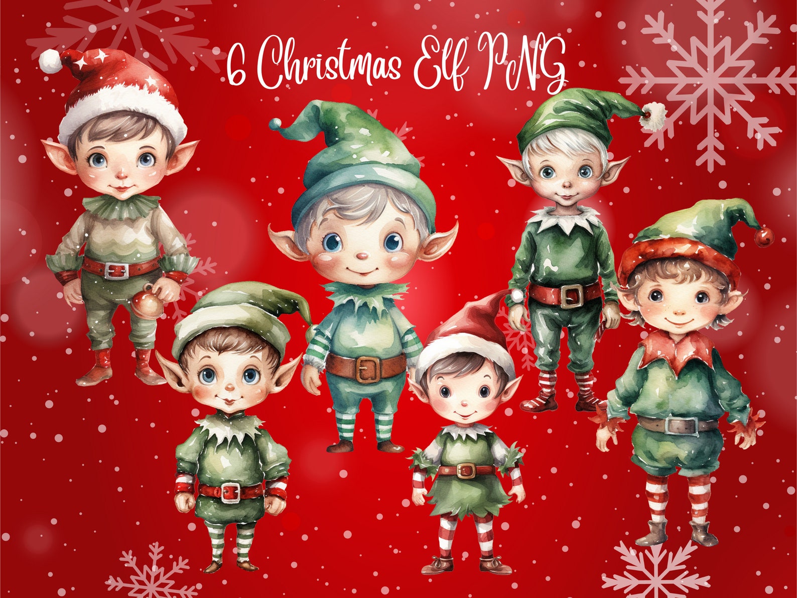 Christmas Elf Bundle PNG Sticker Bundle, High-res Illustrations ...