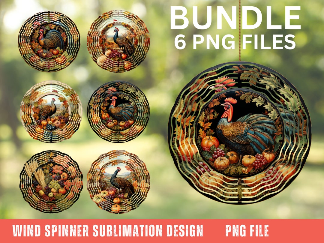 Thanksgiving Turkey Wind Spinner PNG 6 PNG Bundle for - Etsy