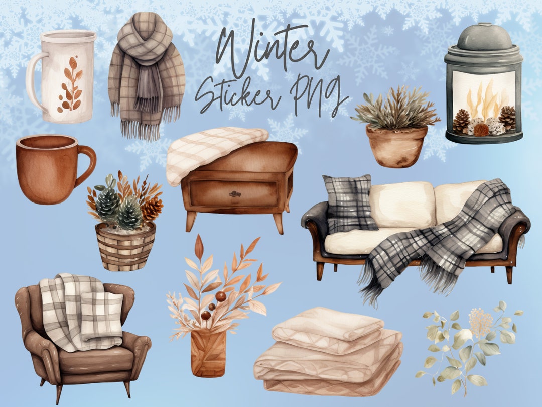 Winter PNG Sticker Bundle High-res Illustrations Digital - Etsy
