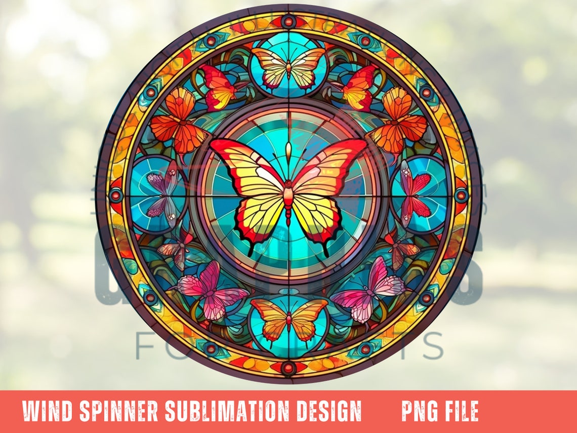 Stained Glass Wind Spinner PNG | 6 PNG Bundle for Sublimation | Stained ...