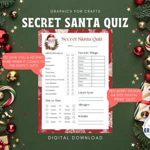 Christmas Secret Santa Quiz PNG | Christmas Red Bauble Design ...
