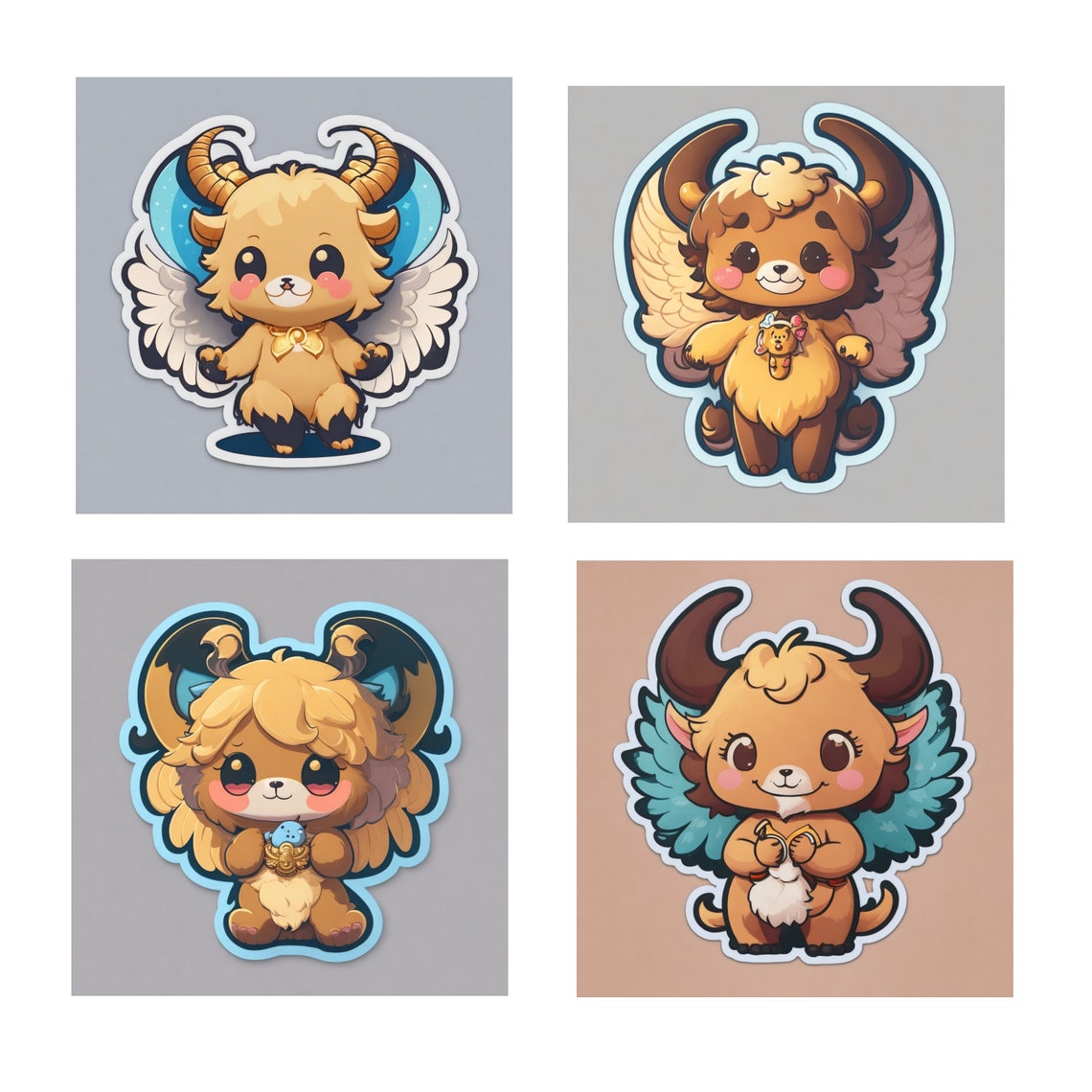 8 Adorable Brown Goat / Baphomet Chibi Anime Clipart Bundle PNG ...