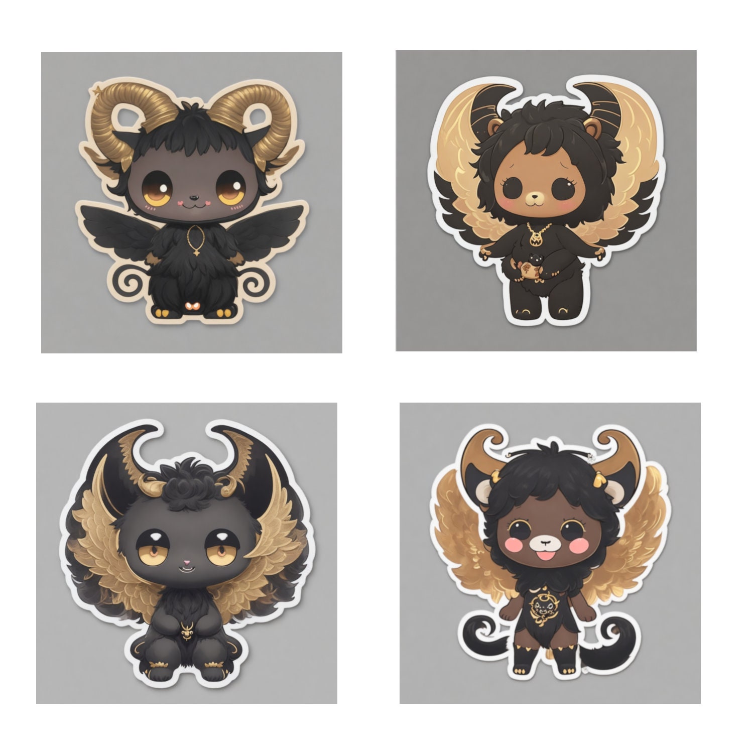 8 Adorable Black Baphomet Chibi Anime Clipart Bundle PNG/ Commercial ...