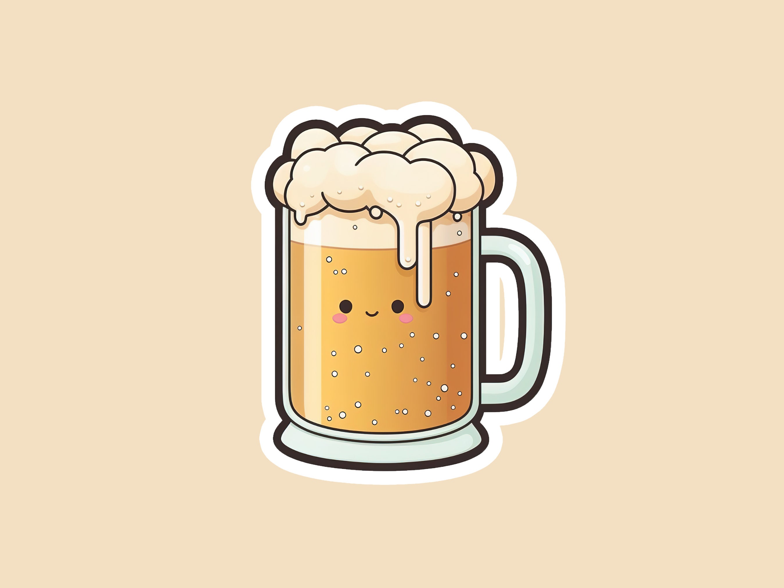 Kawaii | Cute | Beer Mug Sticker | Water Resistant - Etsy