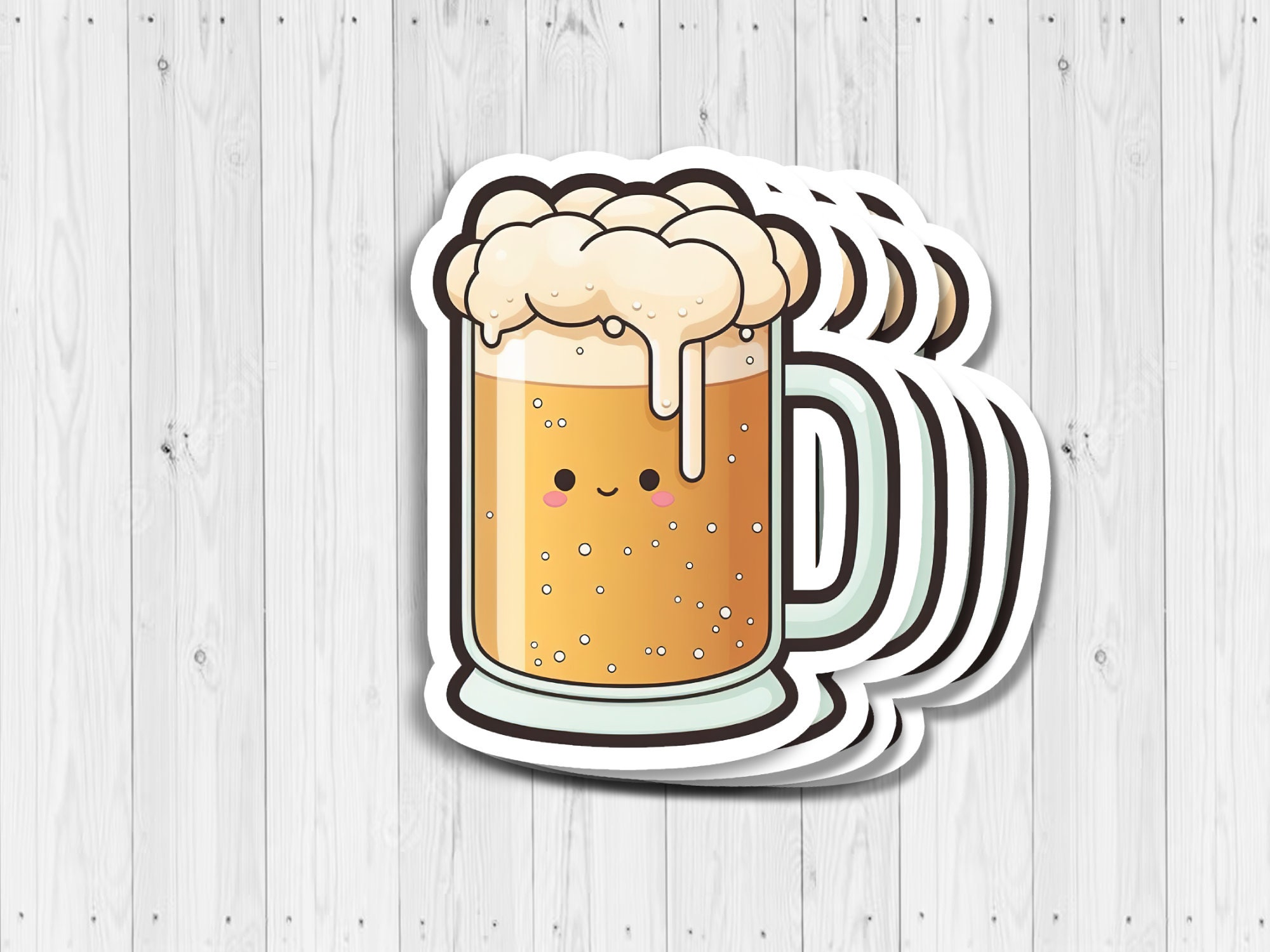 Kawaii | Cute | Beer Mug Sticker | Water Resistant - Etsy