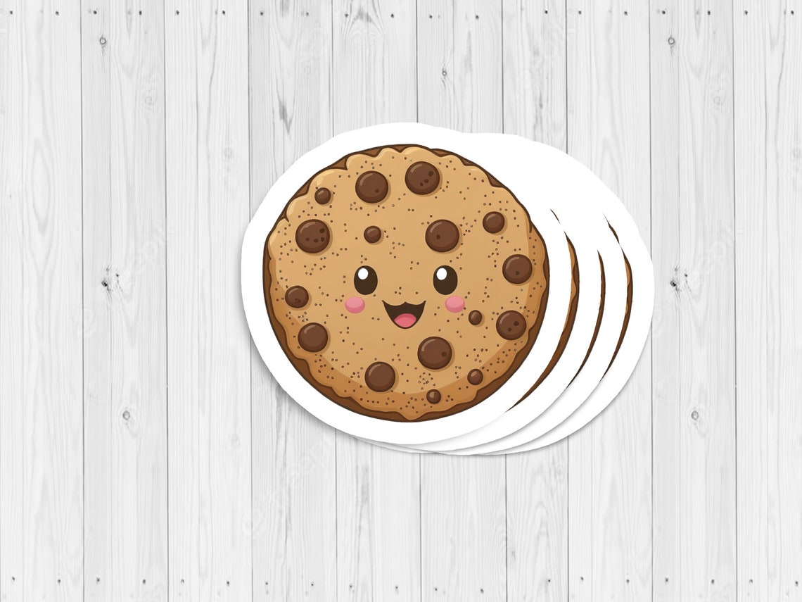 Kawaii | Cute | Chocolate Chip Cookie Sticker | Water Resistant - Etsy