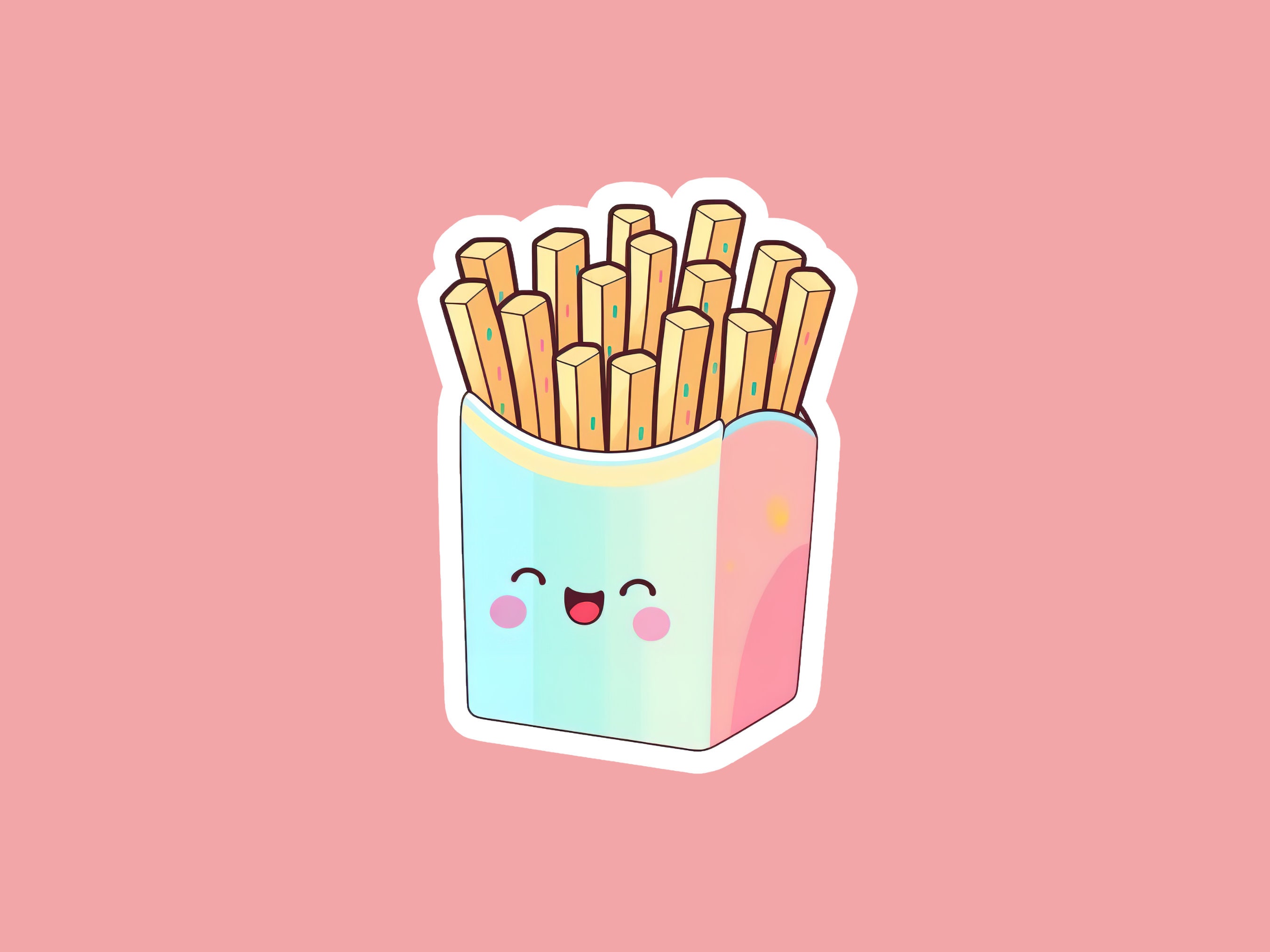 Kawaii | Cute | French Fries Sticker | Water Resistant - Etsy