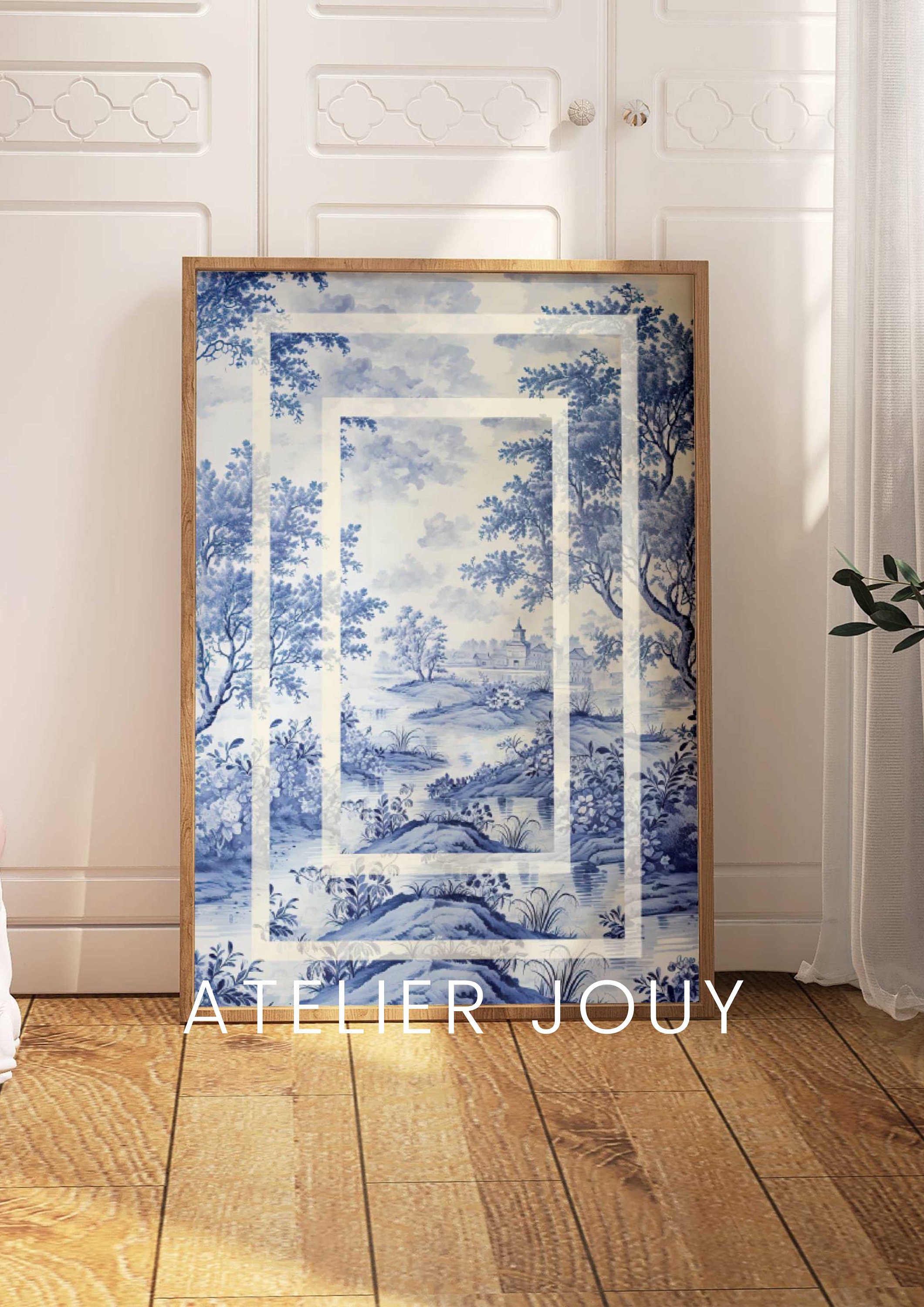 Blue Room Poster Light Blue Wall Art Toile De Jouy Blue Wall Print ...