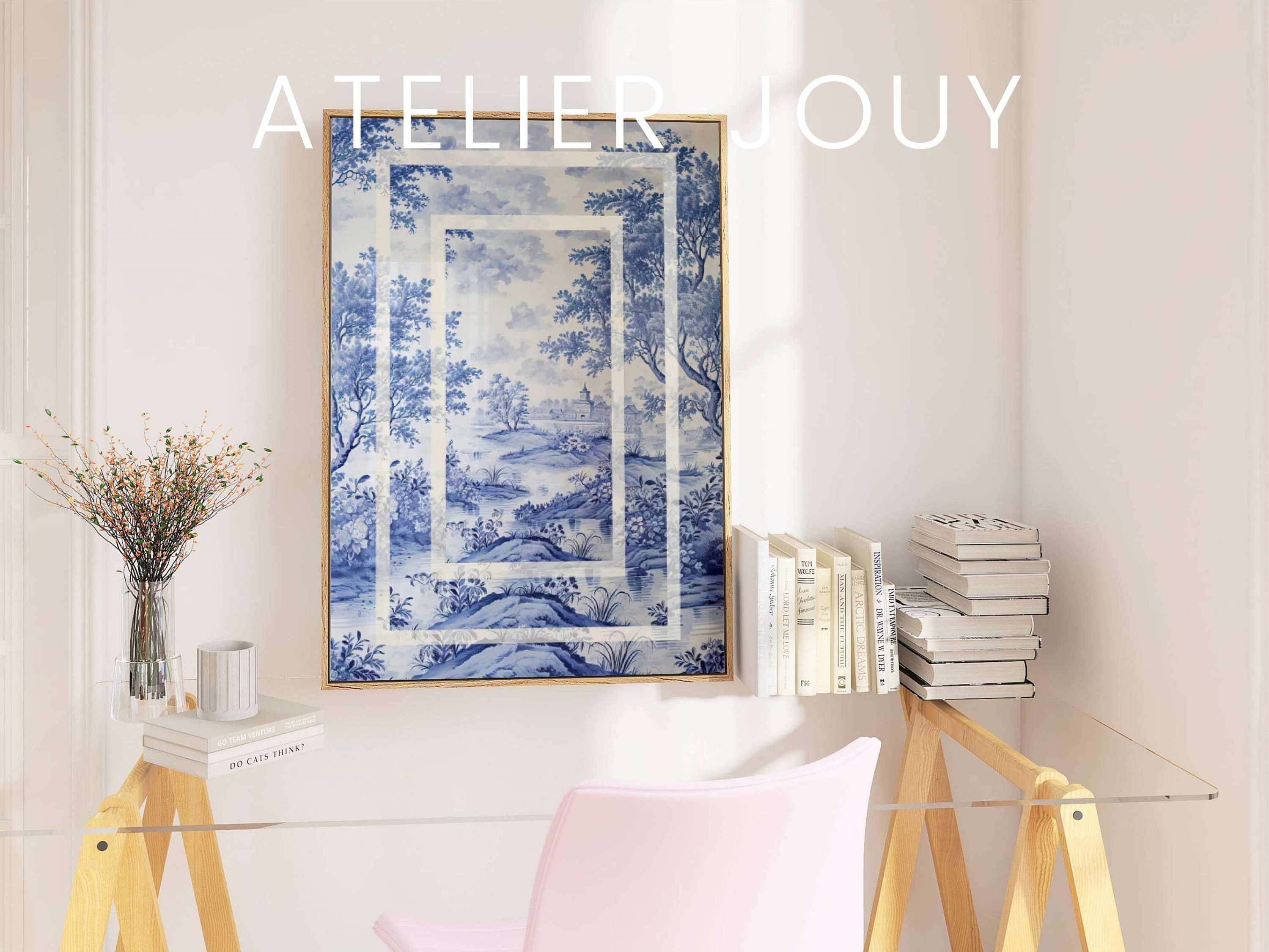 Blue Room Poster Light Blue Wall Art Toile De Jouy Blue Wall Print ...