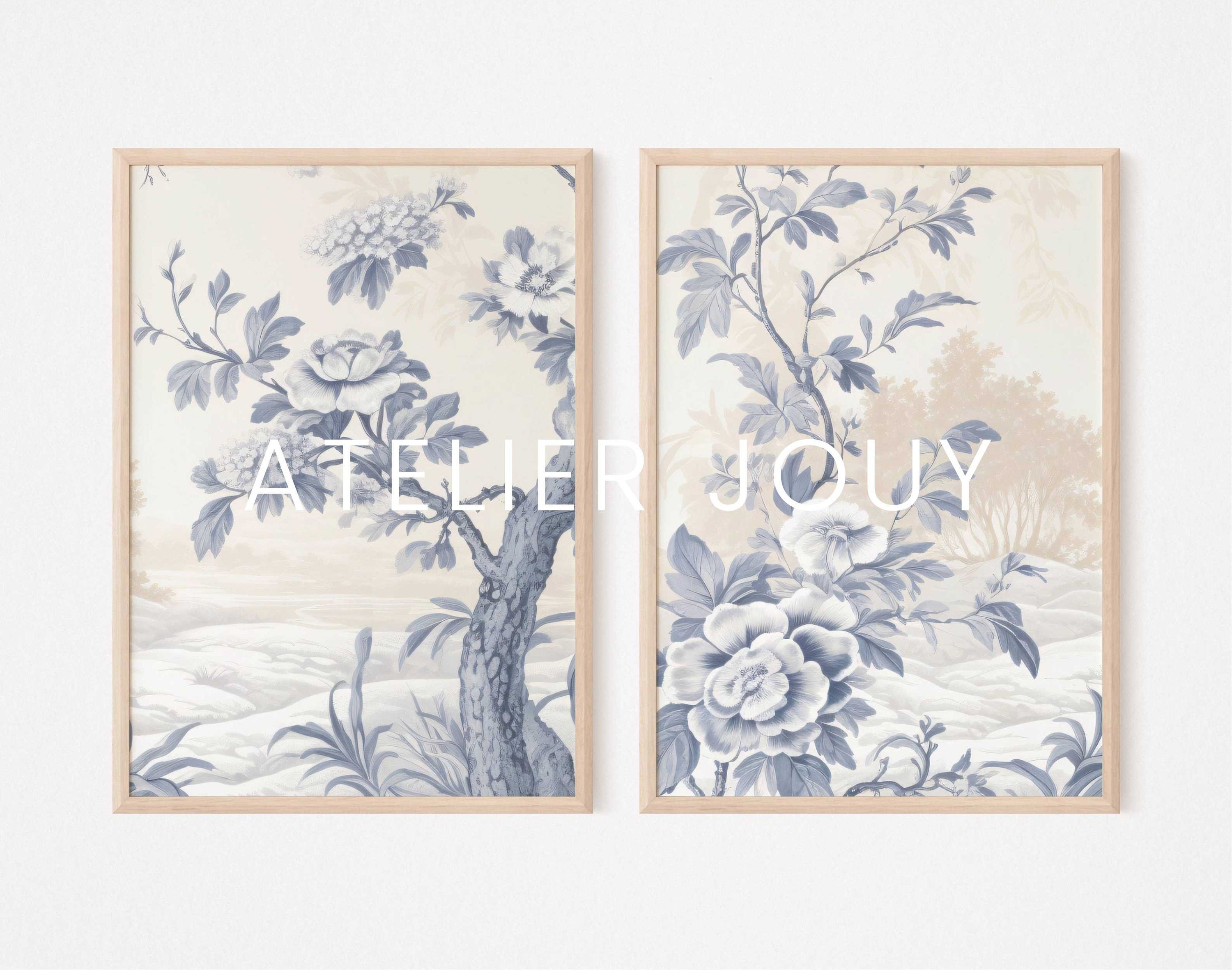 Neutral Toile De Jouy Japandi Wall Art 2 Piece Wall Art Set Diptych ...