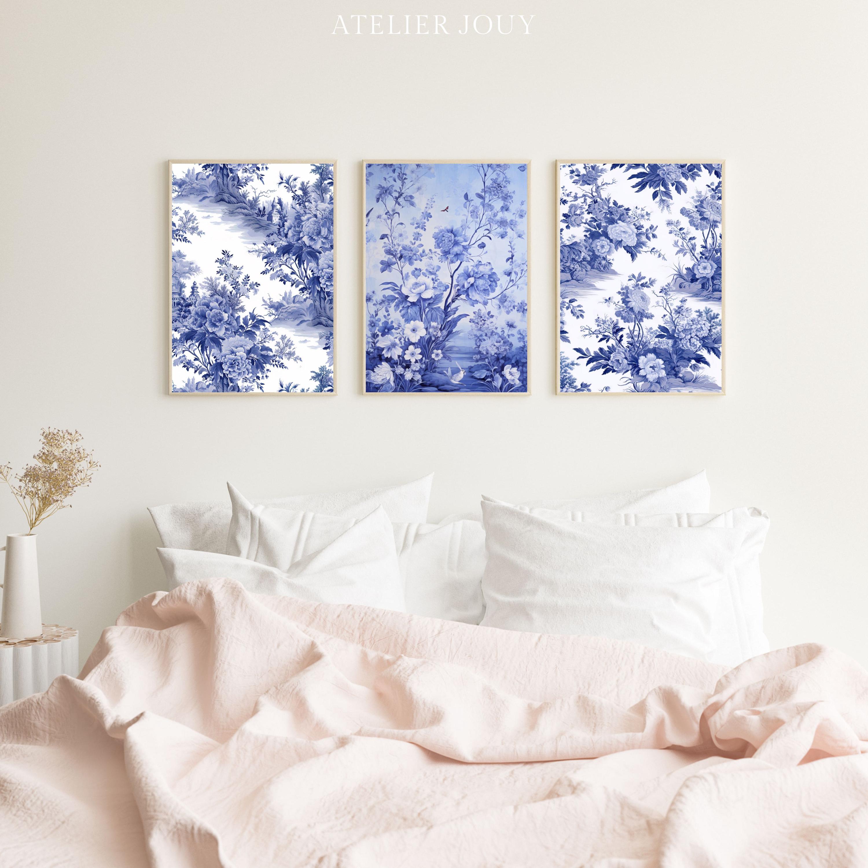 Light Blue Wall Art Perfect Blue Poster Triptych Wall Decor Chinoiserie Print 3 Piece Painting ...