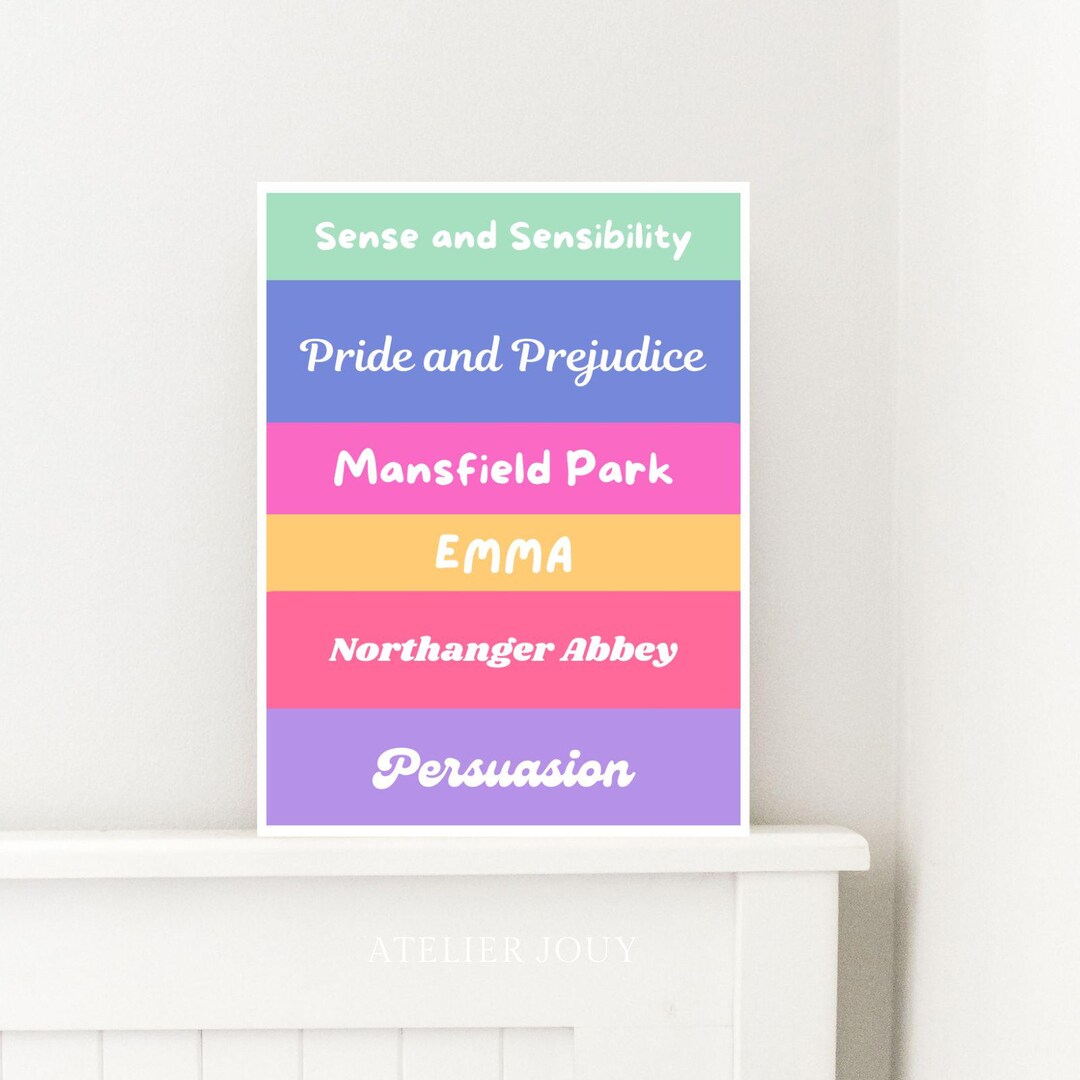 Jane Austen Books Print: Pastel Colors, Literary Gift (digital Download) - Etsy