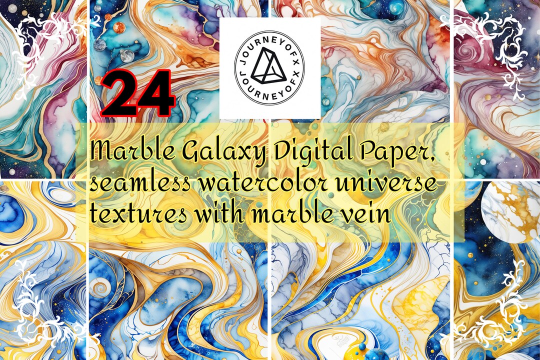 Marble Galaxy Digital Paper Seamless Watercolor Universe - Etsy