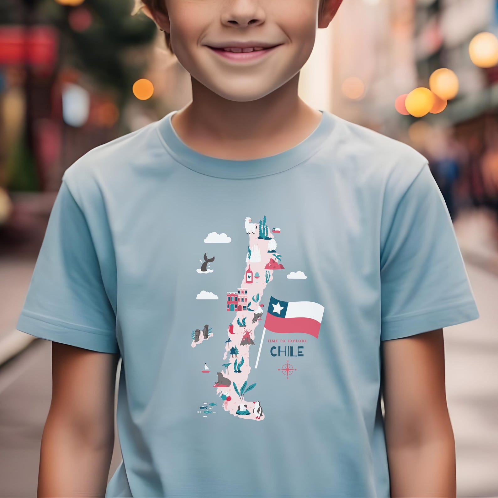Chile Map T-shirt: Flora Fauna Design, Chilean Pride Tee - Etsy