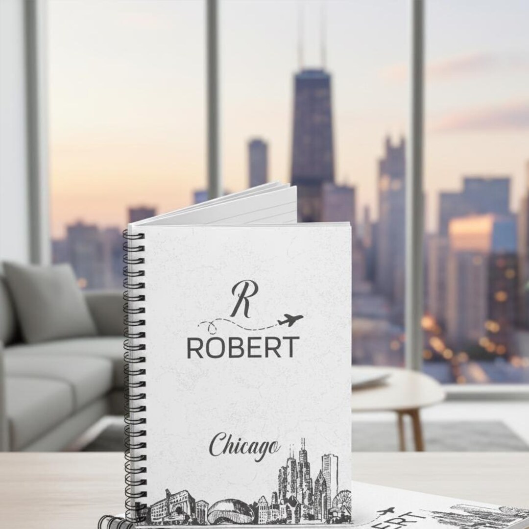 Personalized Chicago Skyline Spiral Notebook | Traveler's Journal - Etsy