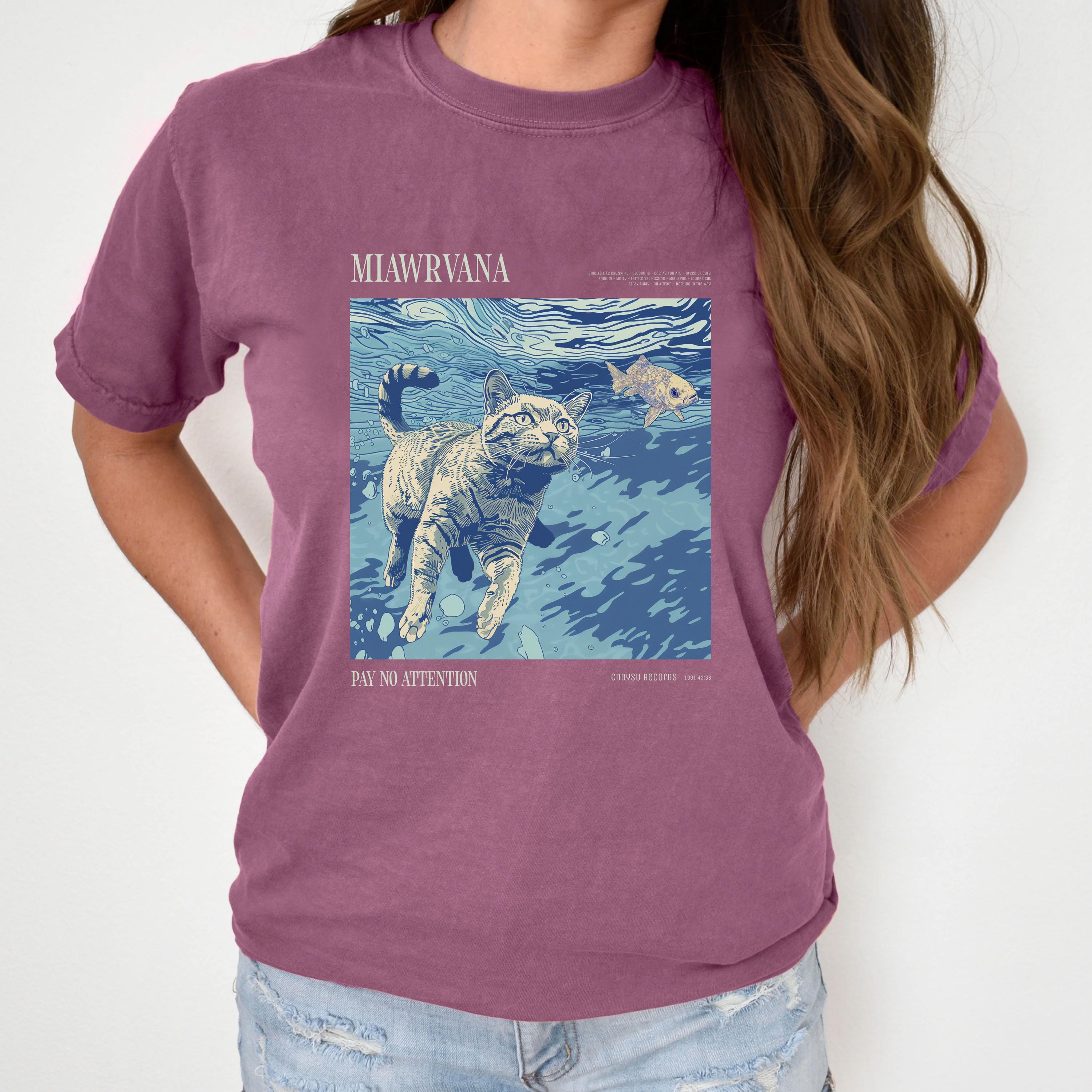 Swimming Cat Graphic Tee: Nirvana Inspired Unisex T-shirt - Etsy