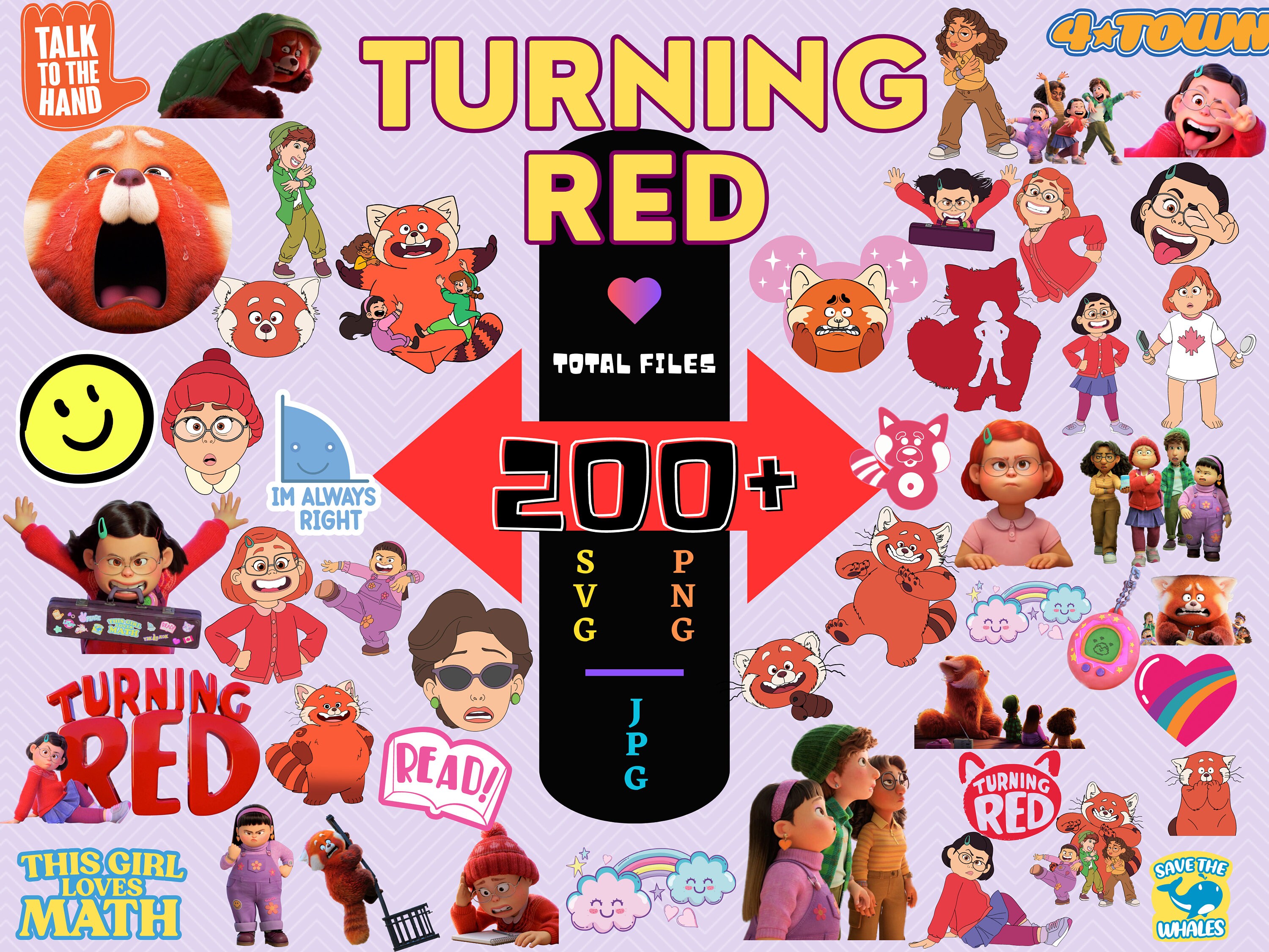 MEGA Turning Red Svg Bundle, Turning Red Png Files, Turning Red Clipart ...