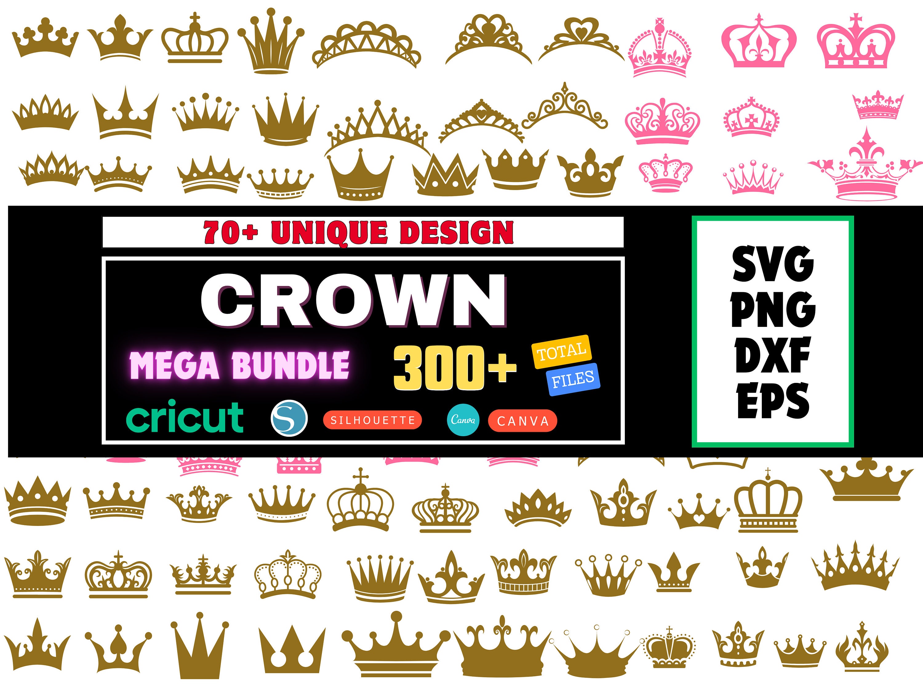 Crown Silhouettes SVG Bundle Crown SVG Crown Silhouette SVG Queen Crown ...