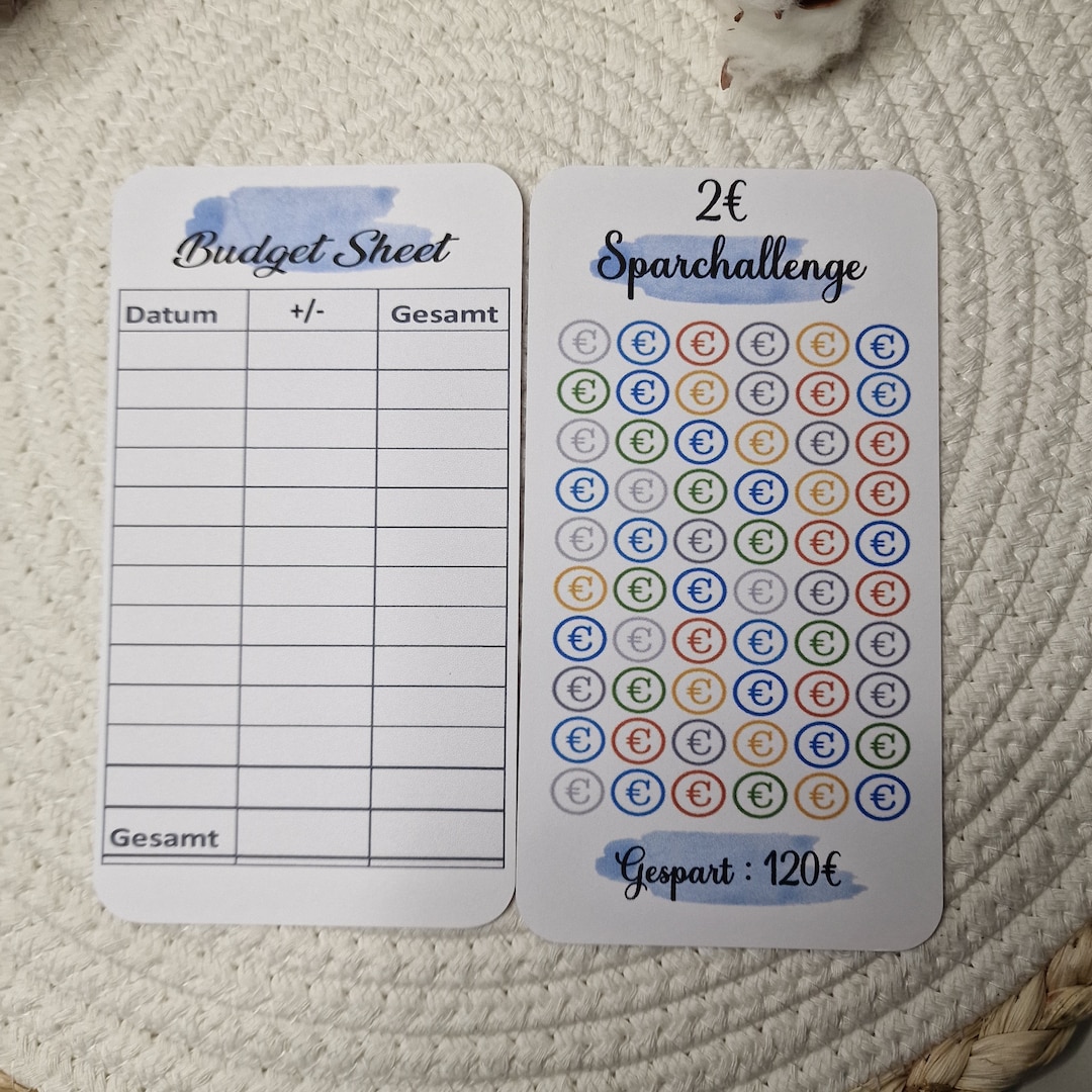 2 Euro Challenge, Savings Challenge Set A6, Playful, Savings Challenge ...