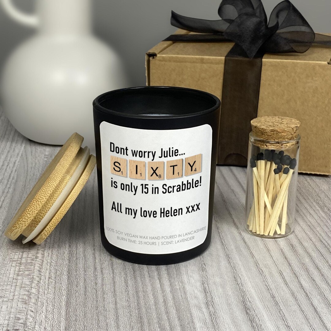 Personalised 60th Birthday Candle, Hand Poured Vegan Soy Wax, Milestone ...