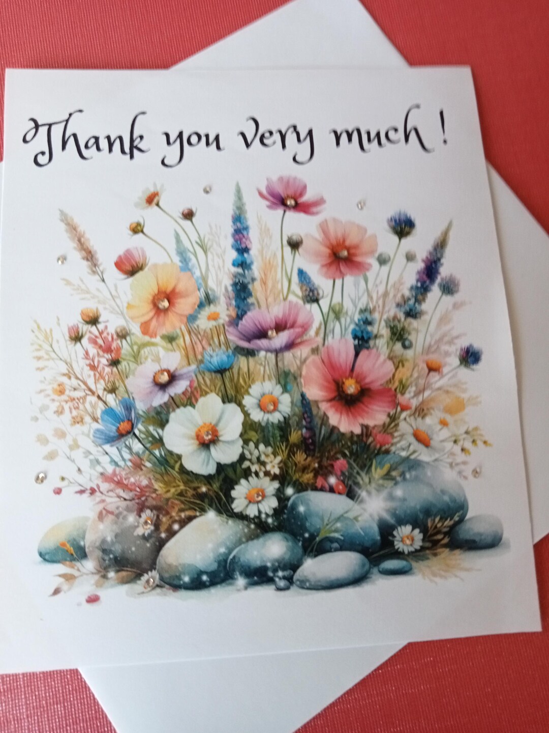 Thank You Card, Show Your Appreciation, Card is Embellished With Beads ...