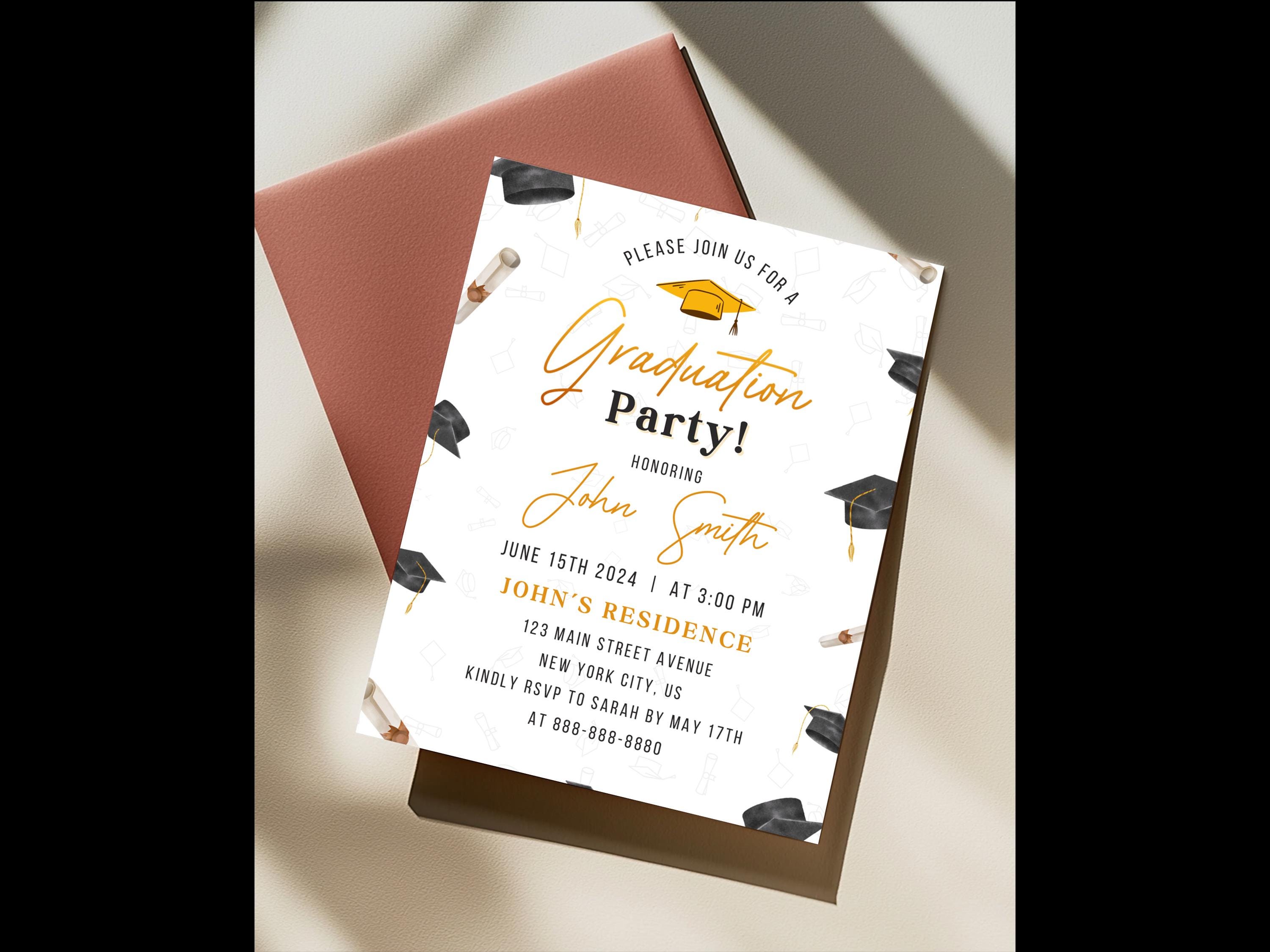 Graduation Party Invitation Template PNG Editable Digital Download ...