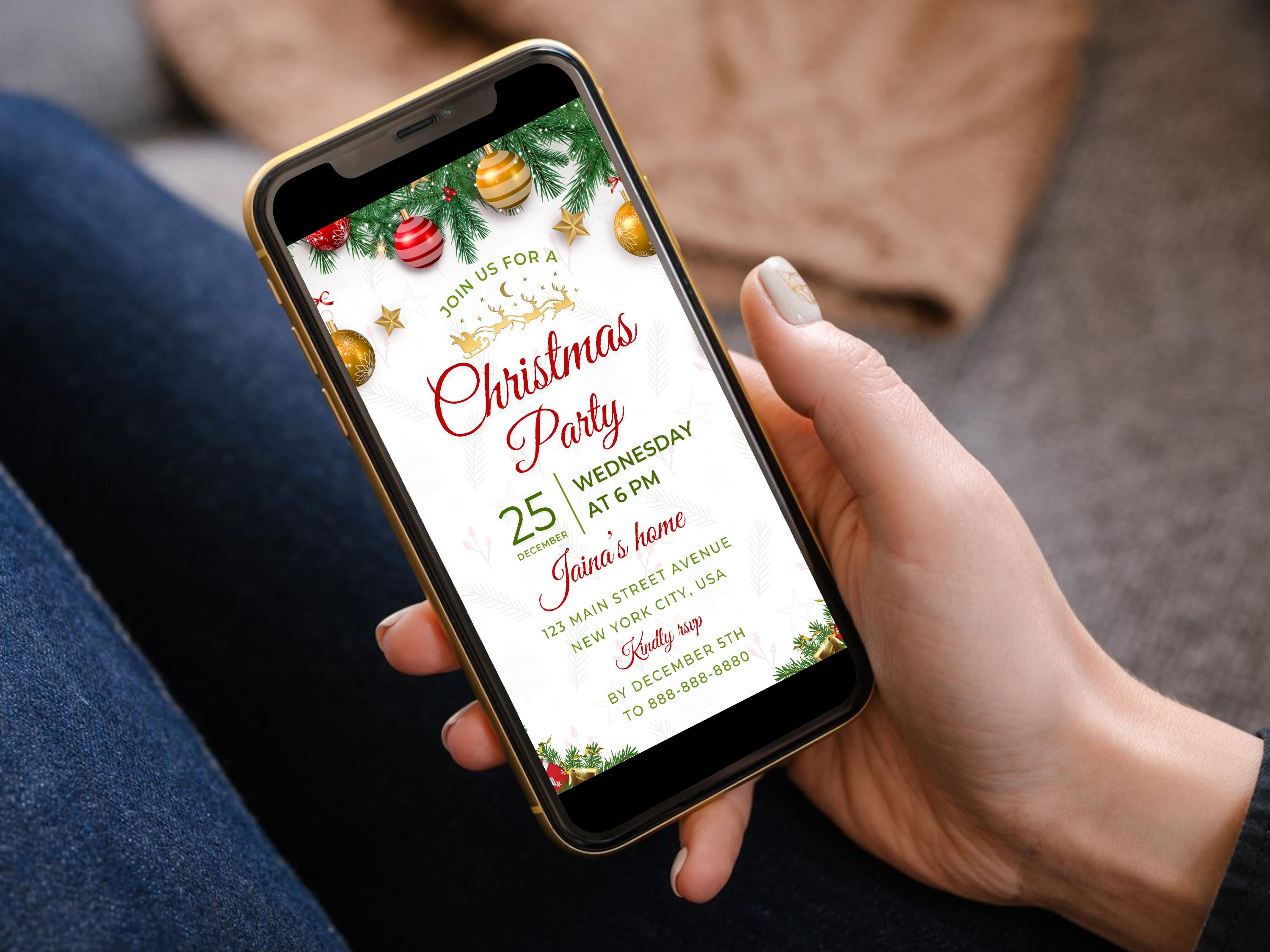 Christmas Invitation Card Template PNG Editable Digital Download ...