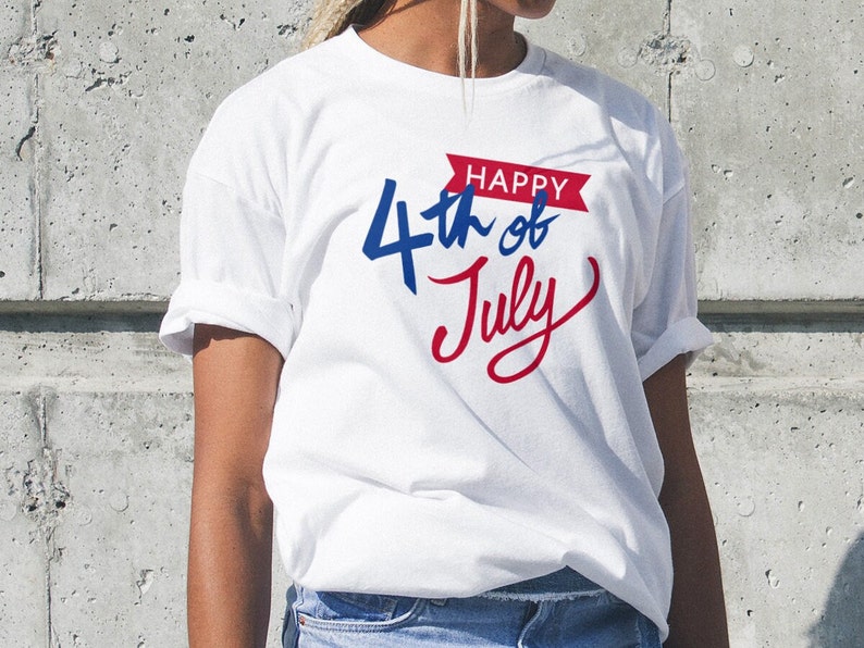 Happy 4th of July PNG Patriotic Digital Download Red White Blue Script ...
