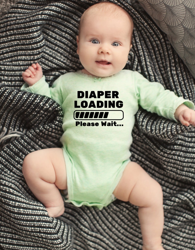 Funny Newborn Baby Clothes PNG Diaper Loading Onesie Digital Download Funny Newborn Gift New ...