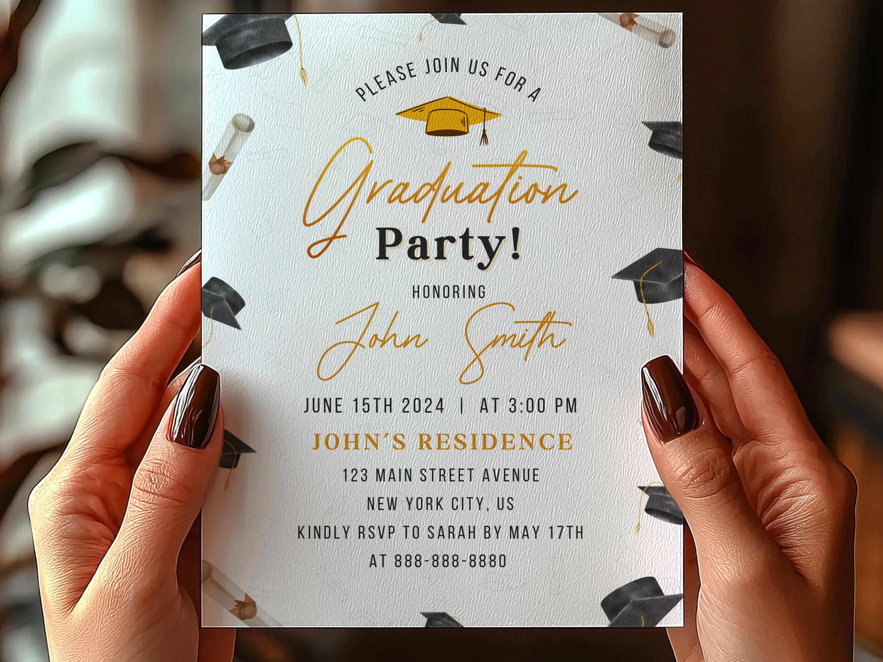 Graduation Party Invitation Template PNG Editable Digital Download ...
