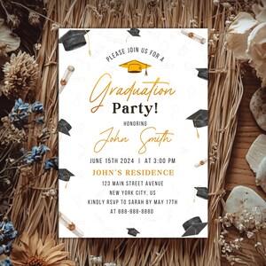 Graduation Party Invitation Template PNG Editable Digital Download ...