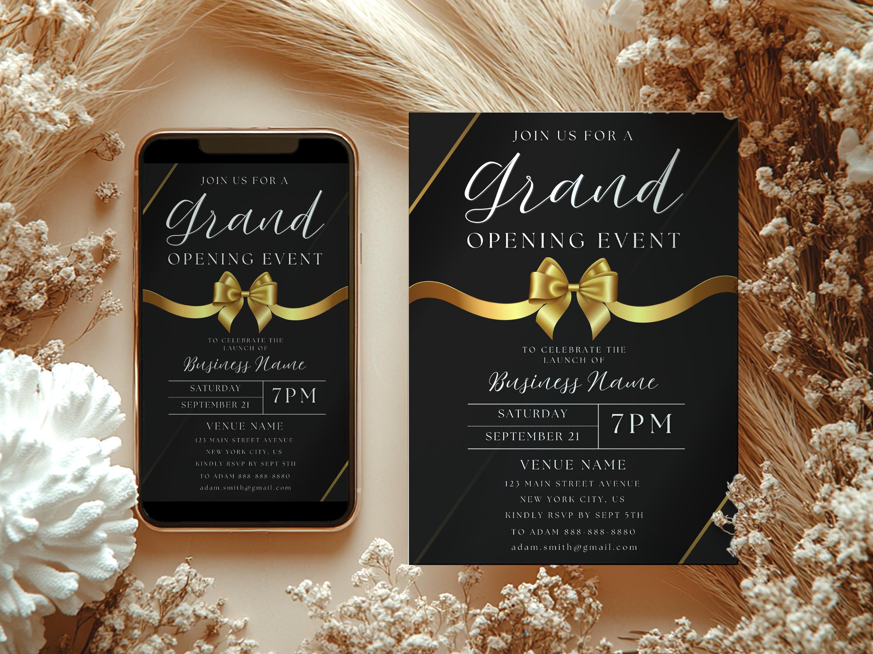 Grand Opening Invitation Template PNG, Editable Digital Download ...