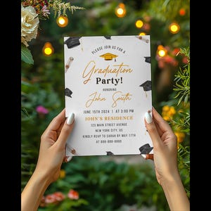 Graduation Party Invitation Template PNG Editable Digital Download ...