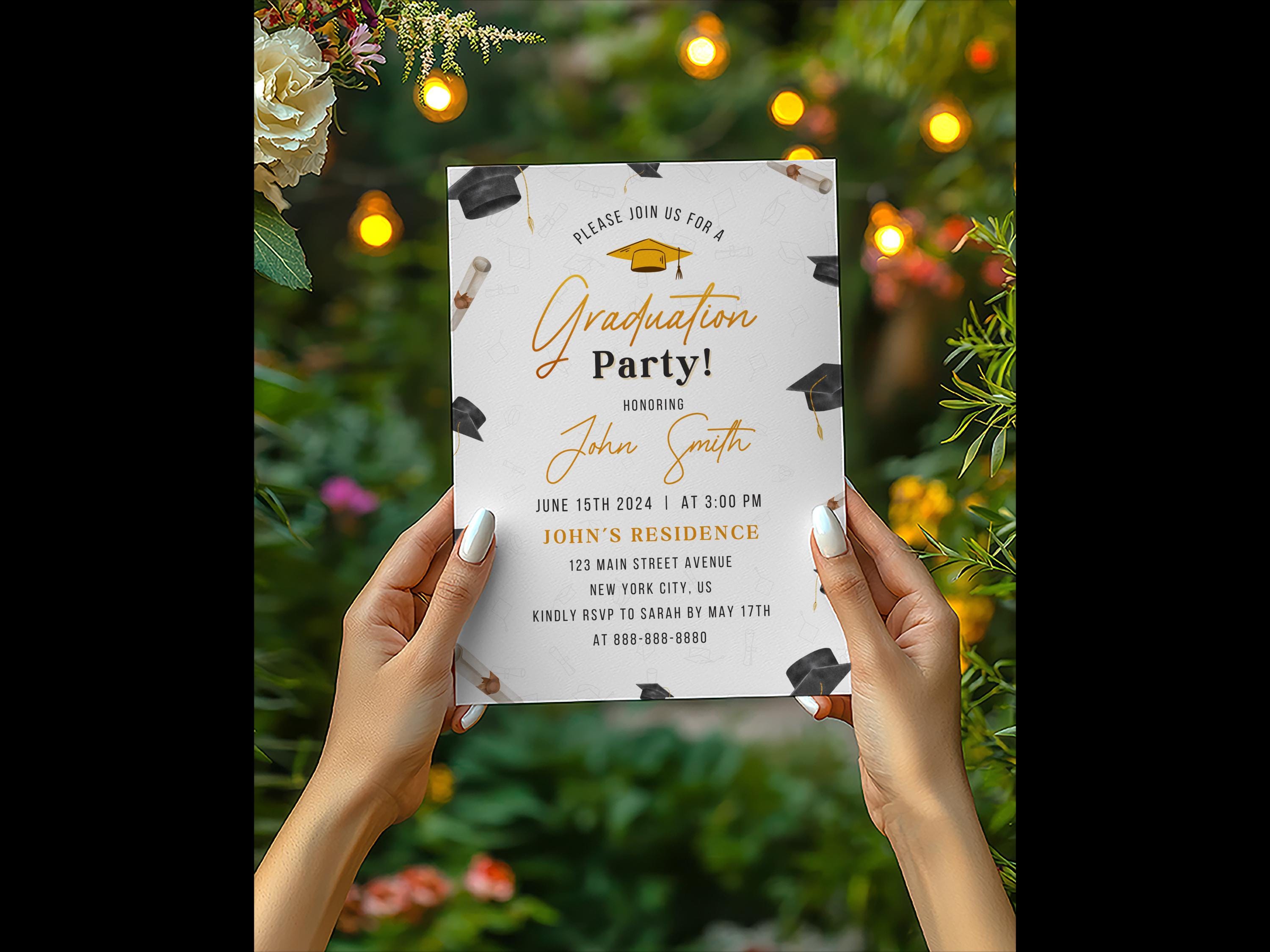 Graduation Party Invitation Template PNG Editable Digital Download ...