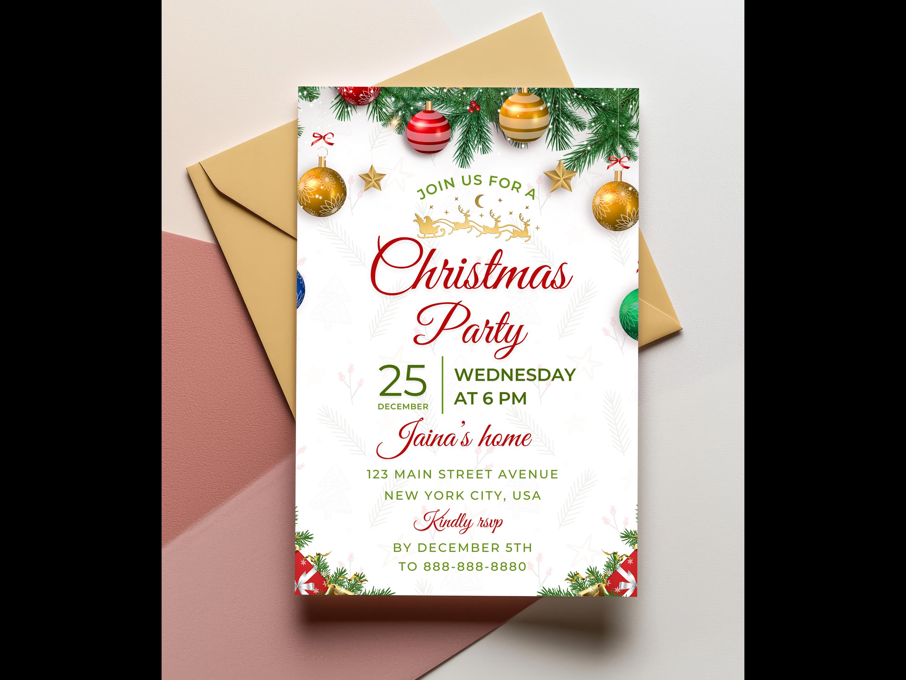 Christmas Invitation Card Template PNG Editable Digital Download ...